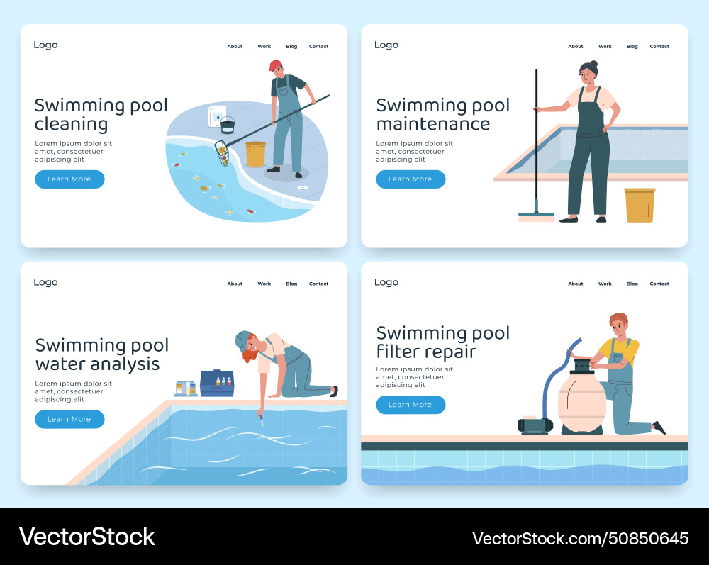 Swimming pool maintenance set Royalty Free Vector Image