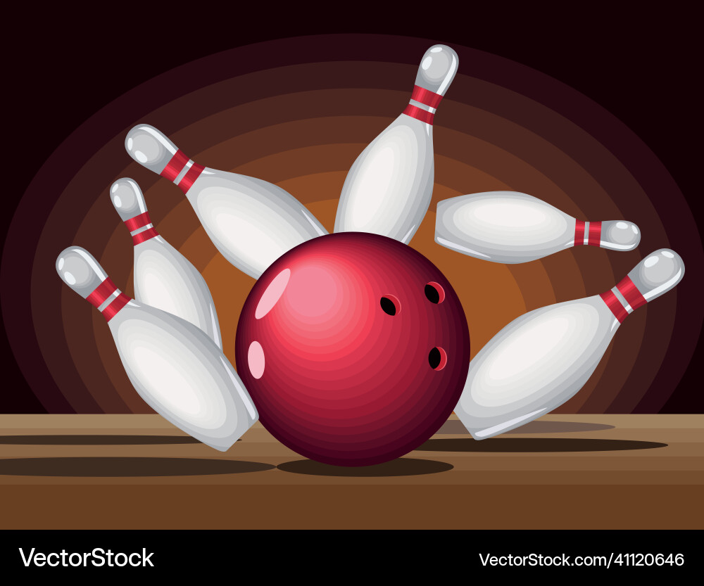 Bowling sport strike Royalty Free Vector Image