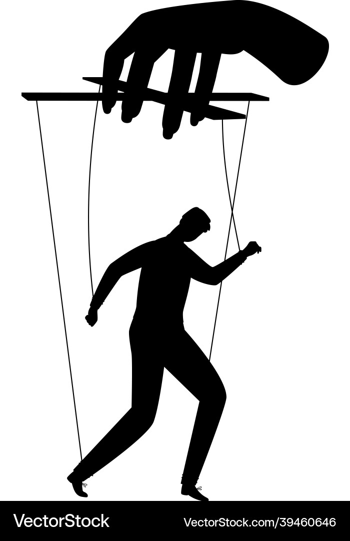 Businessman puppet human puppets control Vector Image