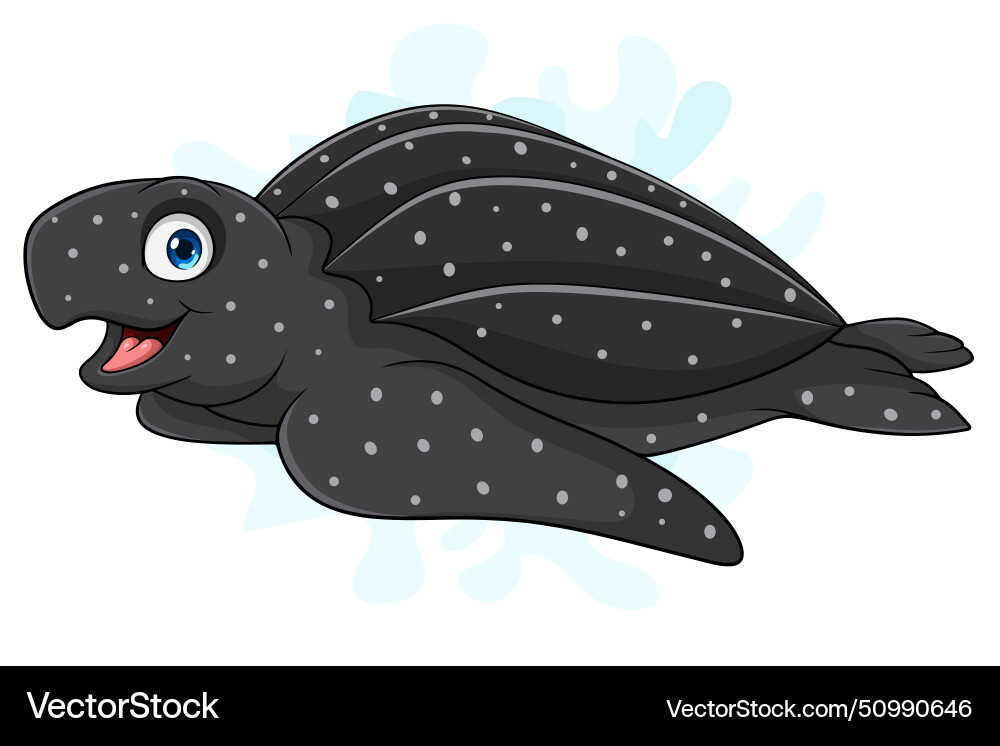 Cartoon leatherback sea turtle on white background