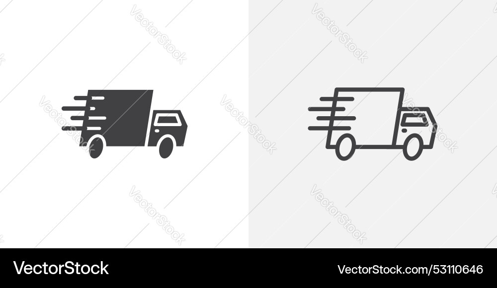 Fast delivery truck thin line icon set Royalty Free Vector