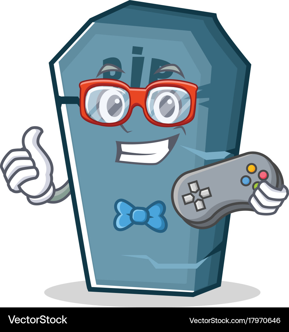 Gamer tombstone character cartoon object Vector Image