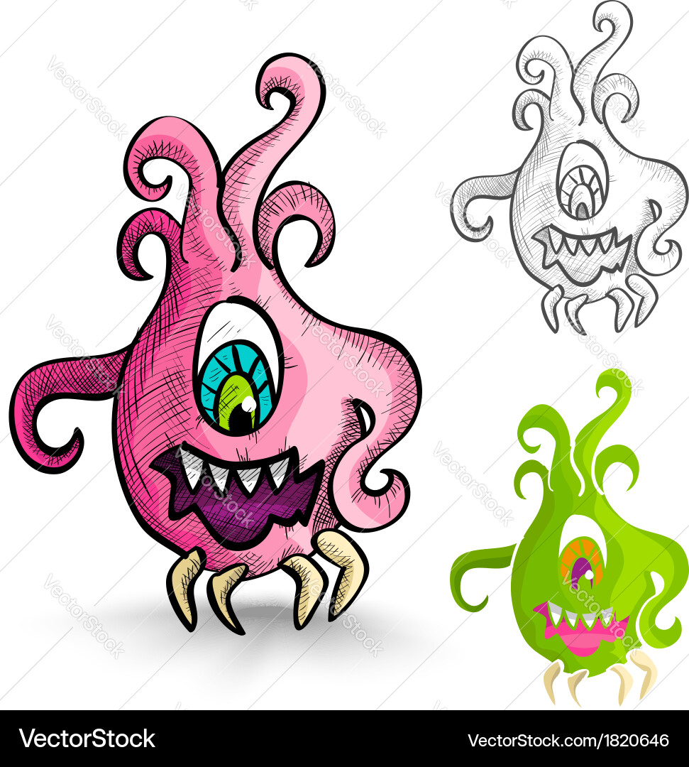 Halloween isolated sketch style creatures Vector Image