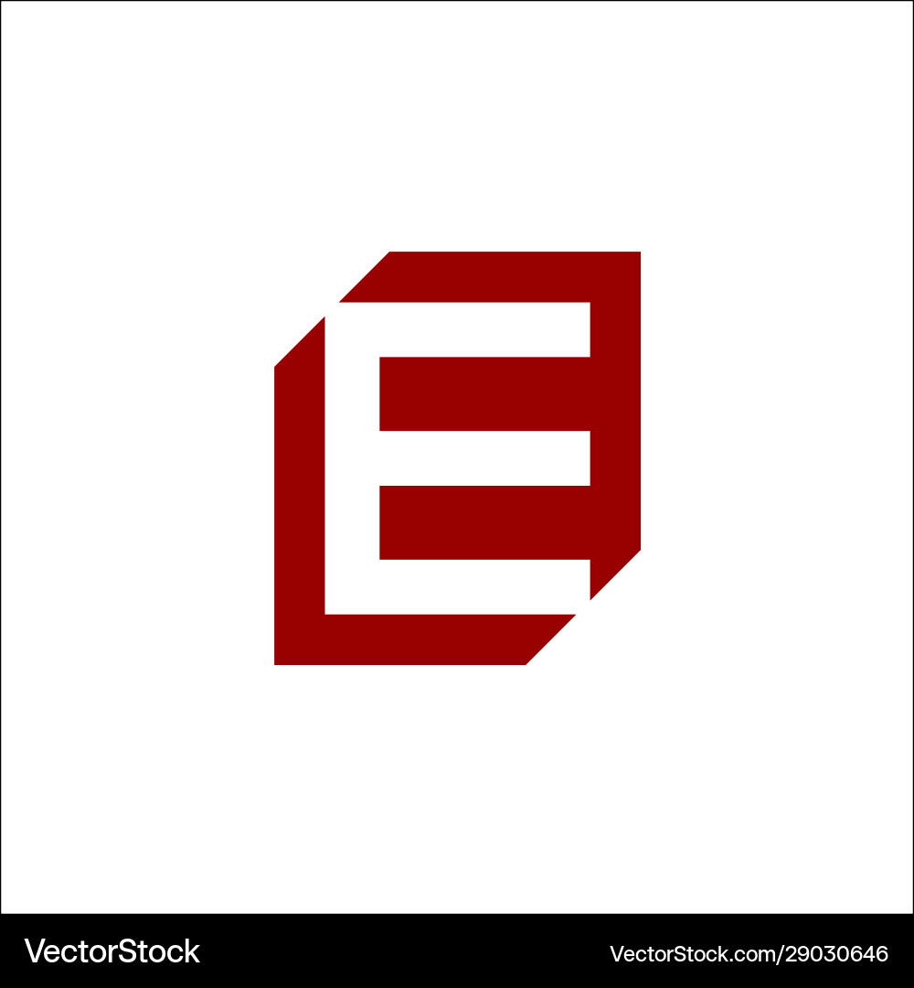 Initials e letter negative space logo Royalty Free Vector