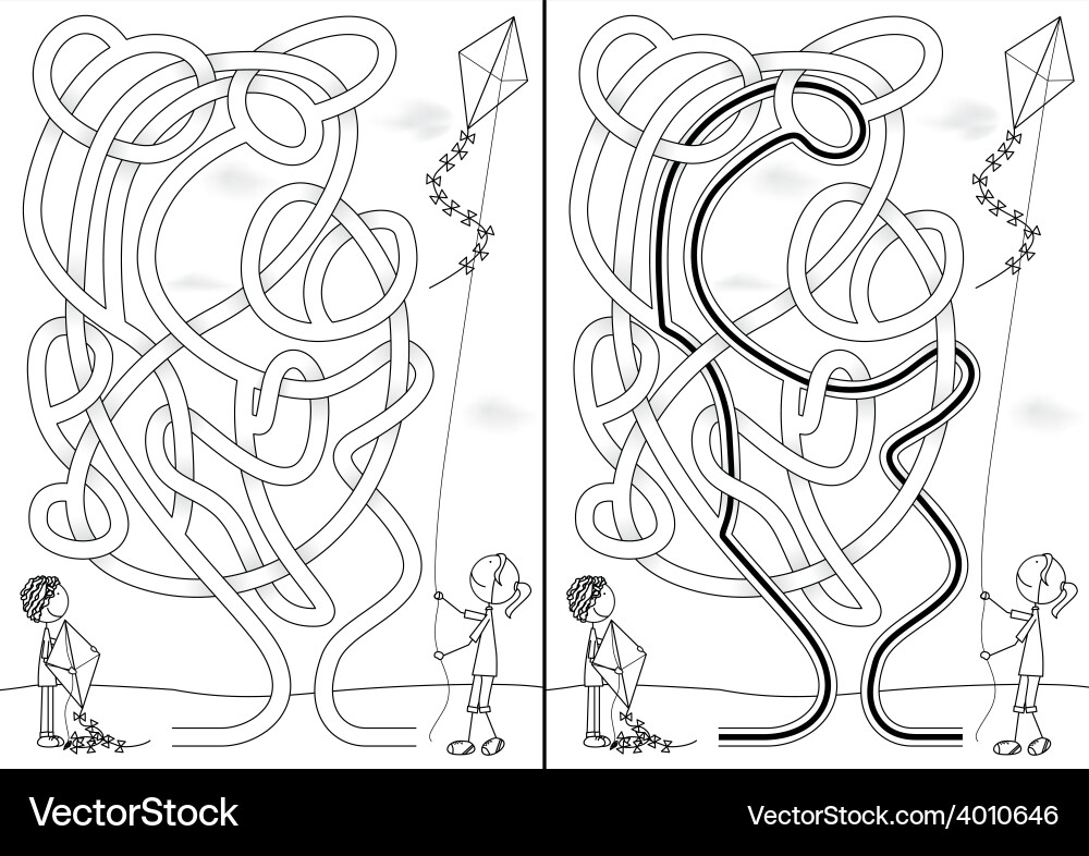 Kite maze Royalty Free Vector Image - VectorStock