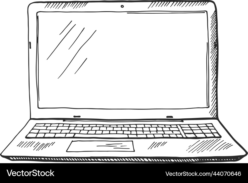 Laptop hand drawn icon computer front view Vector Image