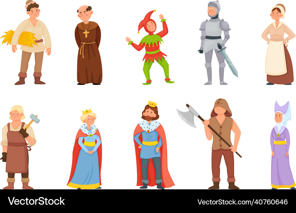 Medieval Cartoon Characters Royalty Free Vector Image