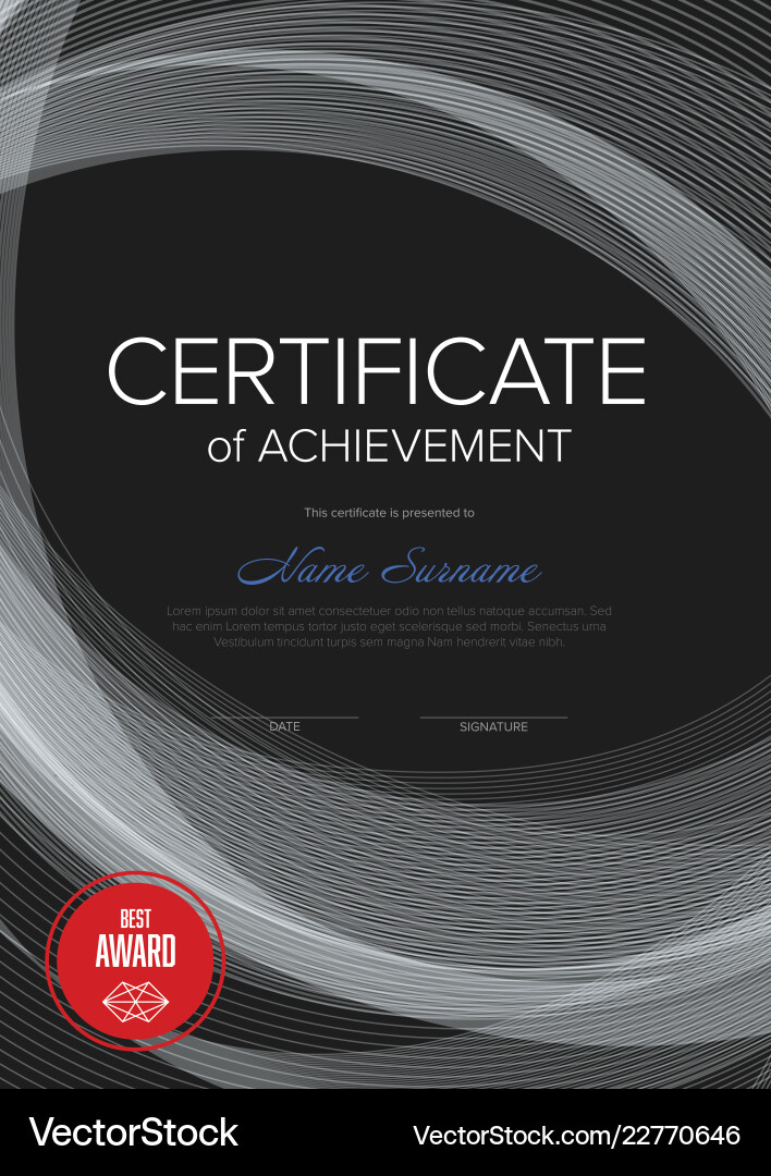 Modern certificate vertical template Royalty Free Vector