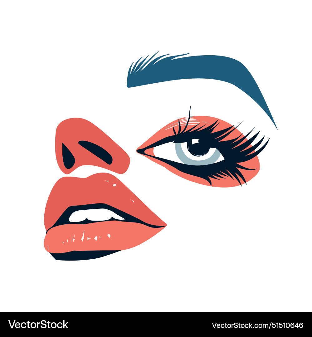 Partial face featuring exaggerated Royalty Free Vector Image