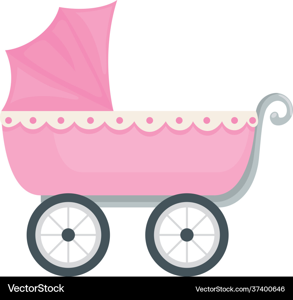 Pink baby cart Royalty Free Vector Image - VectorStock