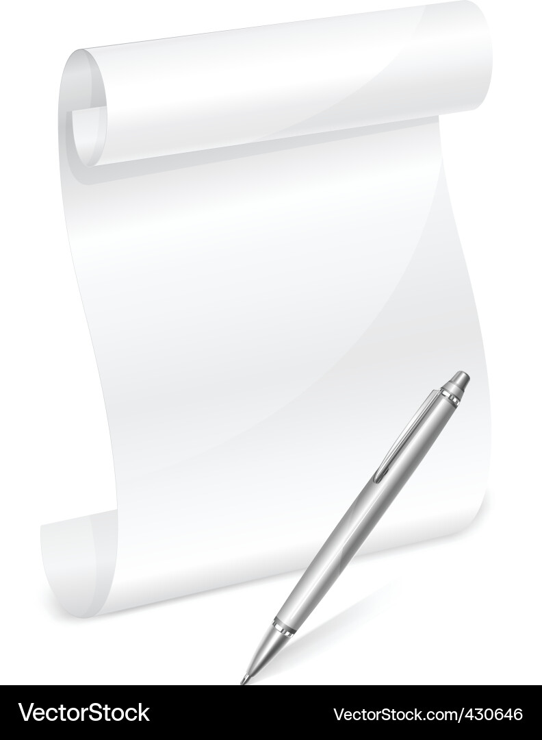 Scroll and pen Royalty Free Vector Image - VectorStock