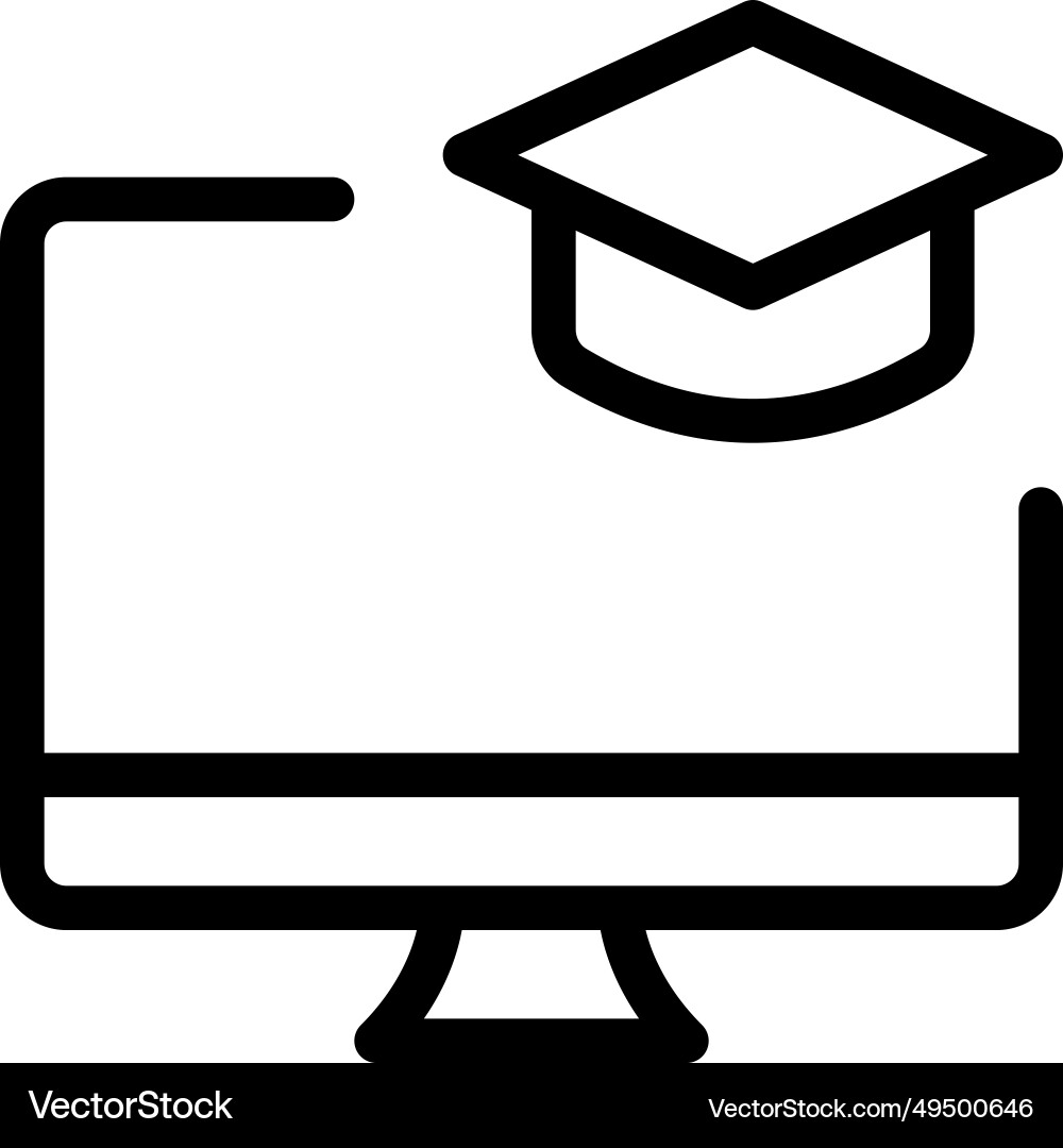 Using desktop computer for online learning Vector Image