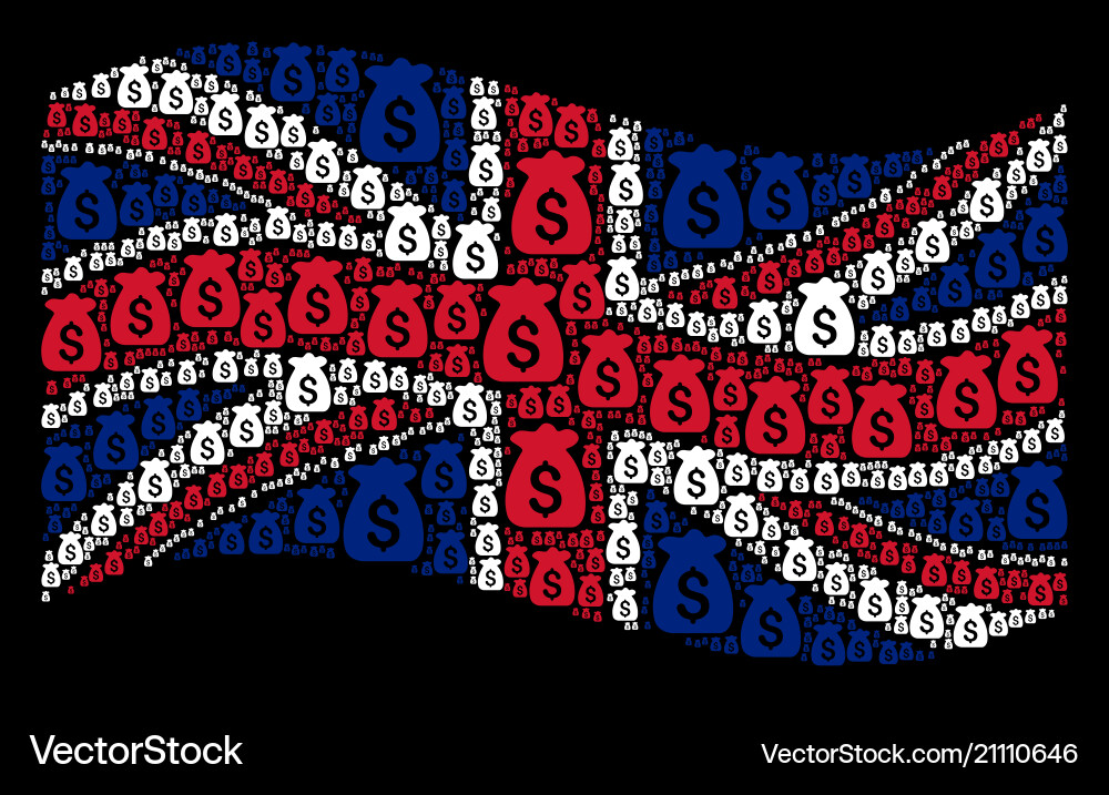 Waving great britain flag pattern of financial Vector Image
