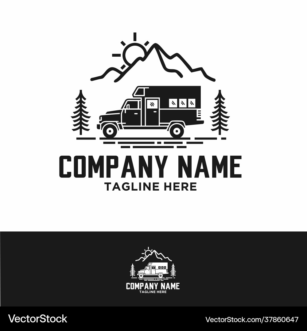 Adventure rv camper car logo design template Vector Image