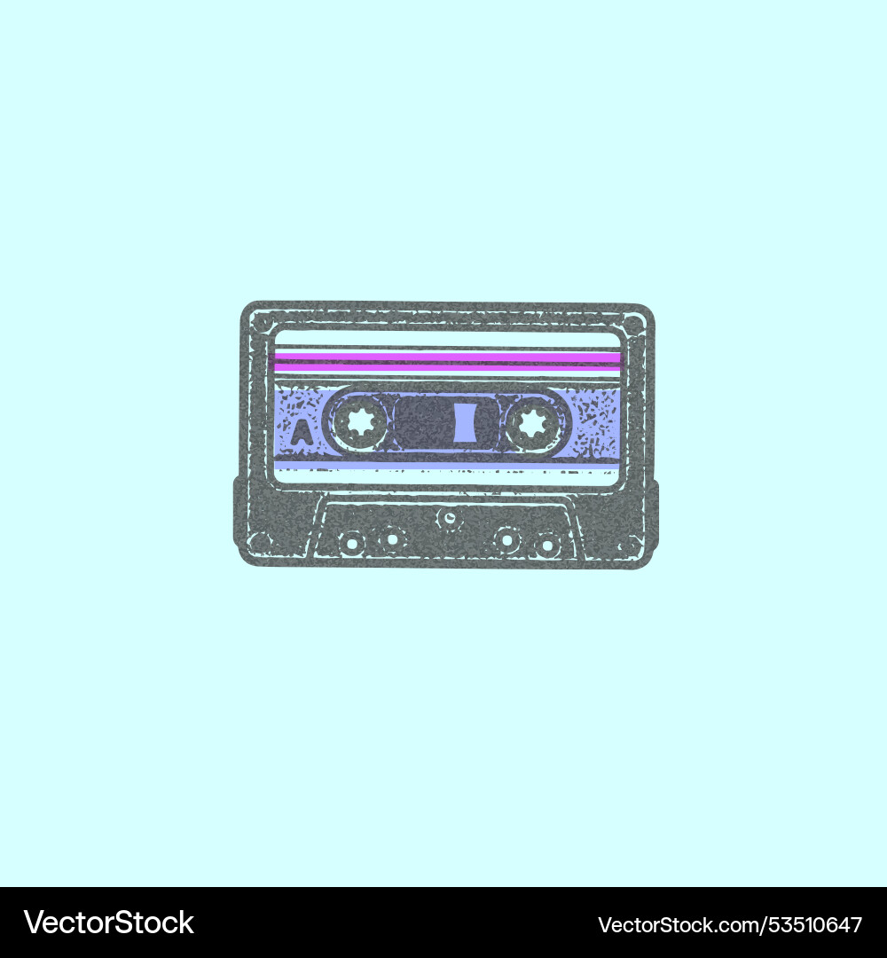 Audio cassette with grainy photocopy effect Vector Image