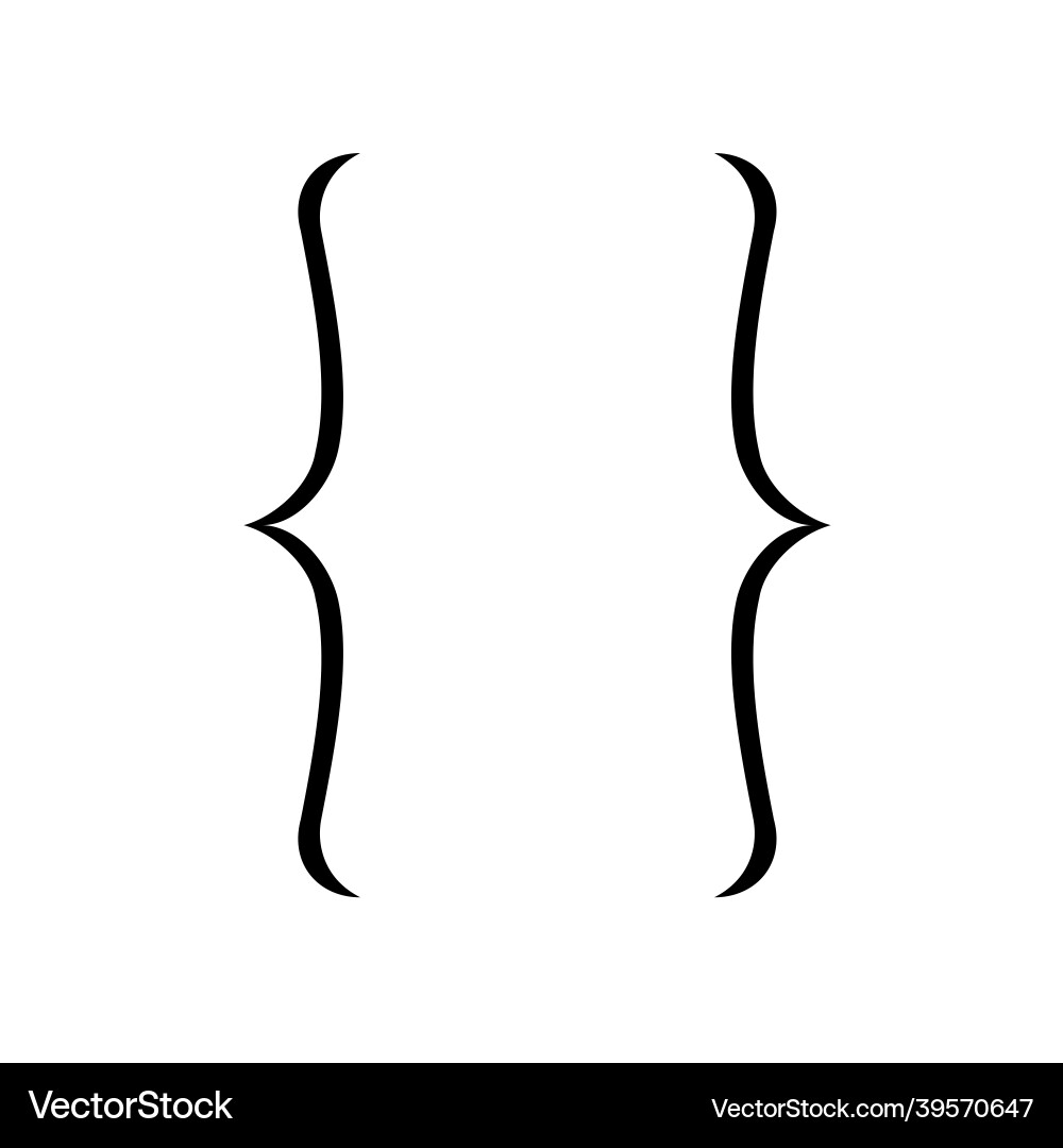 Curly braces icon for graphic design isolated Vector Image