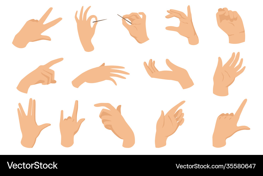 Female hand gestures flat elements Royalty Free Vector Image