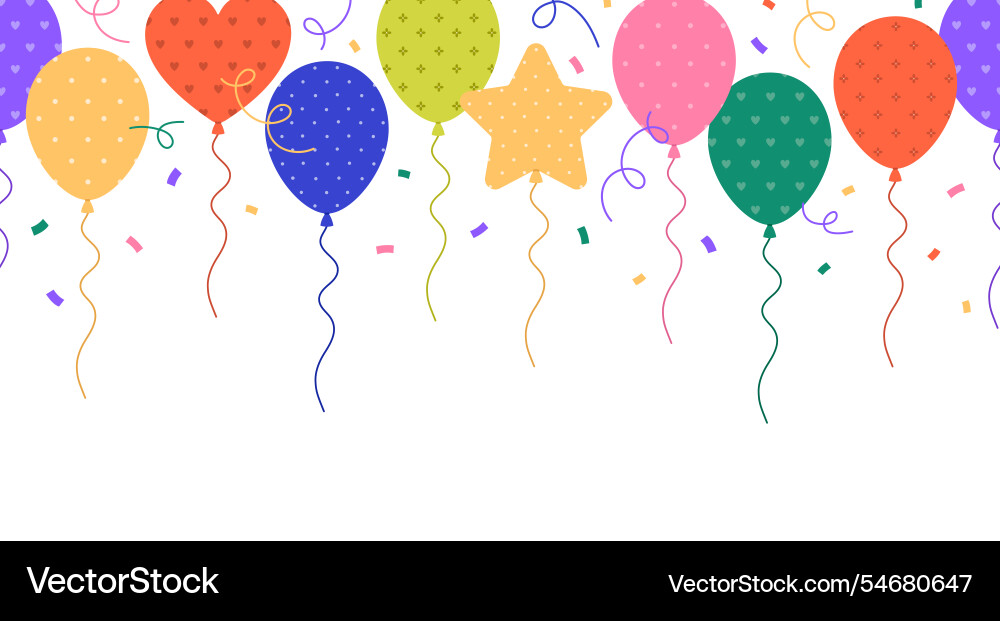 Horizontal frame with balloons serpentine Vector Image