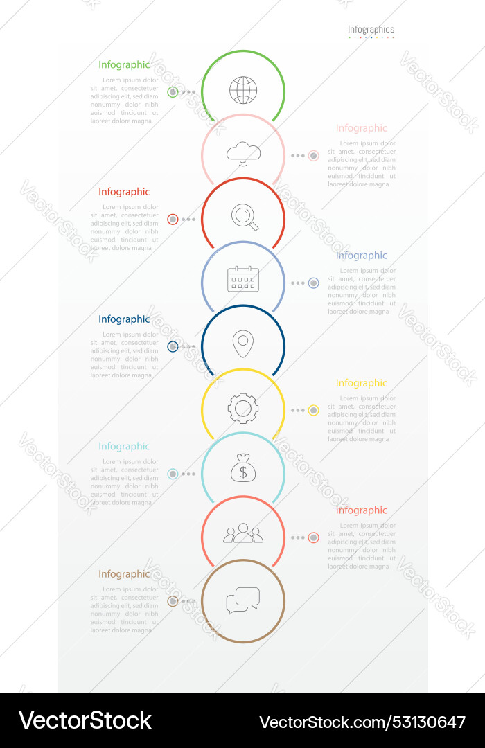Infographic 9 options design elements Royalty Free Vector