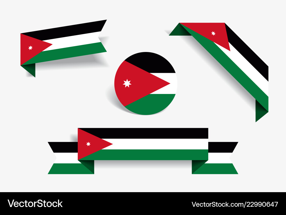 Jordanian flag stickers and labels Royalty Free Vector Image