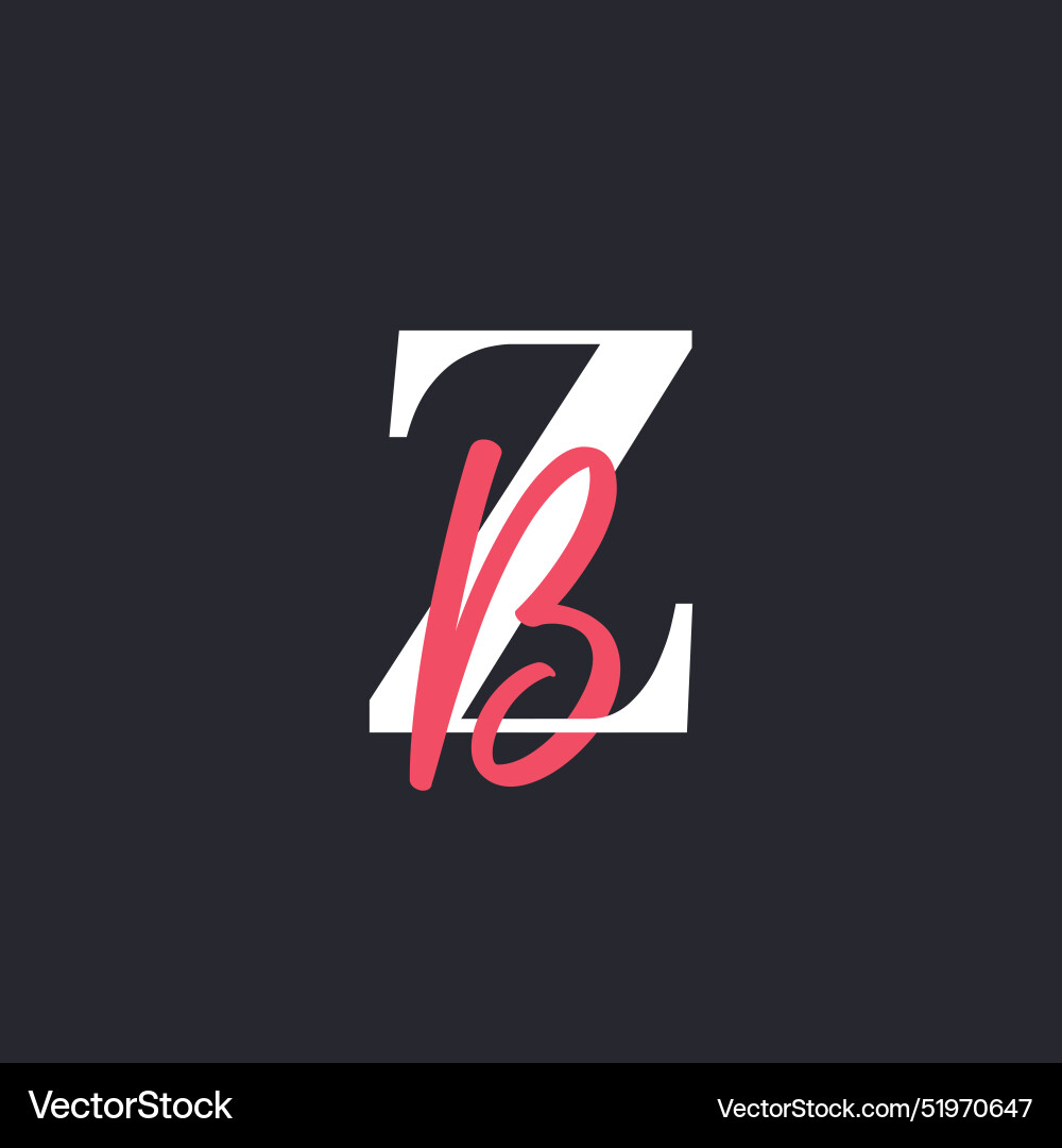 Letter zb logo perfectly blended initials Vector Image