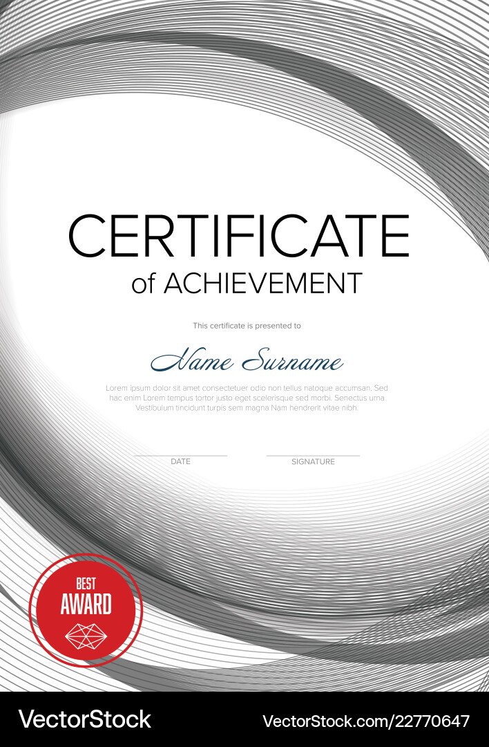Modern certificate vertical template Royalty Free Vector