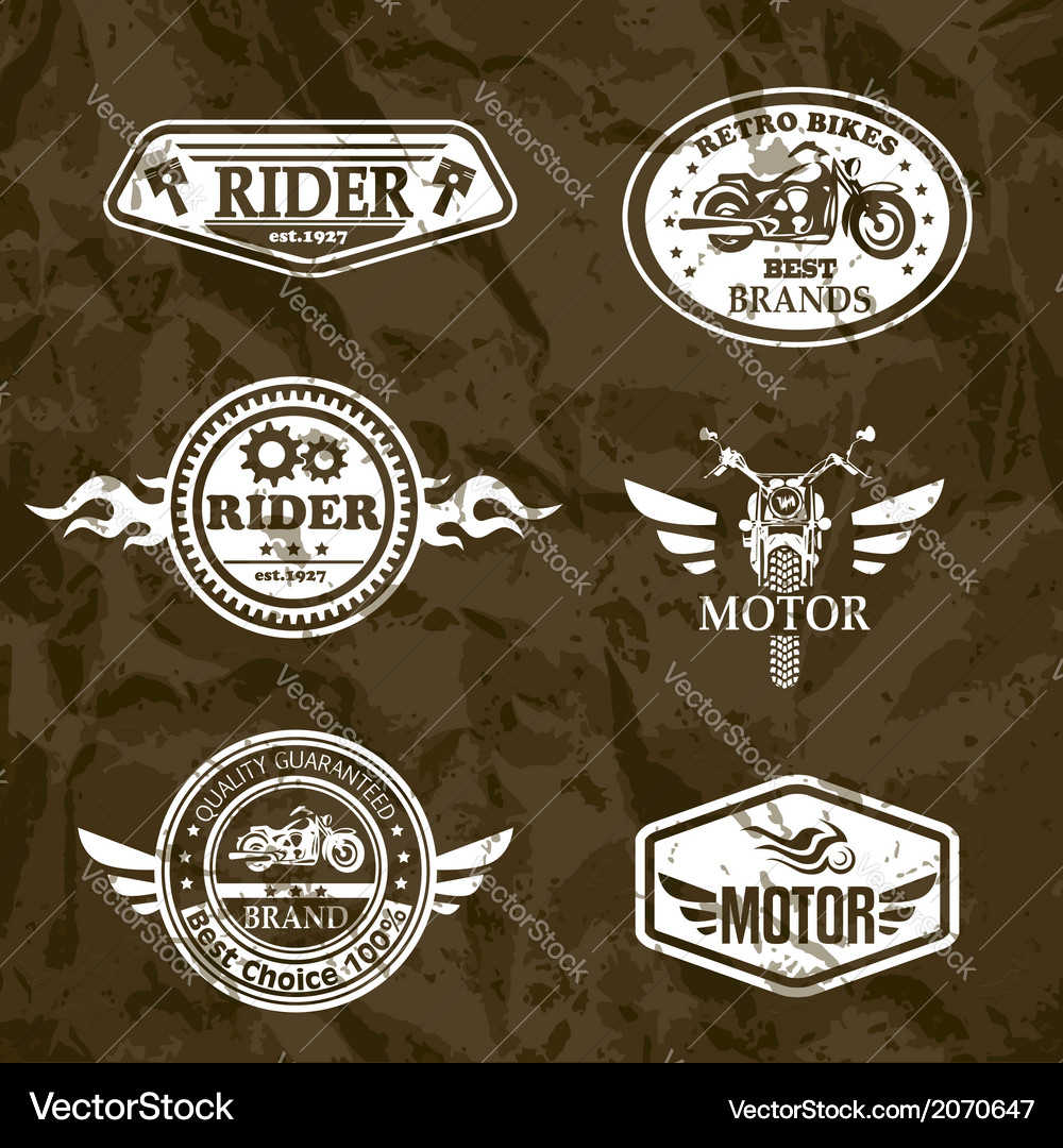 Motorcycle vintage labels set of emblems Vector Image
