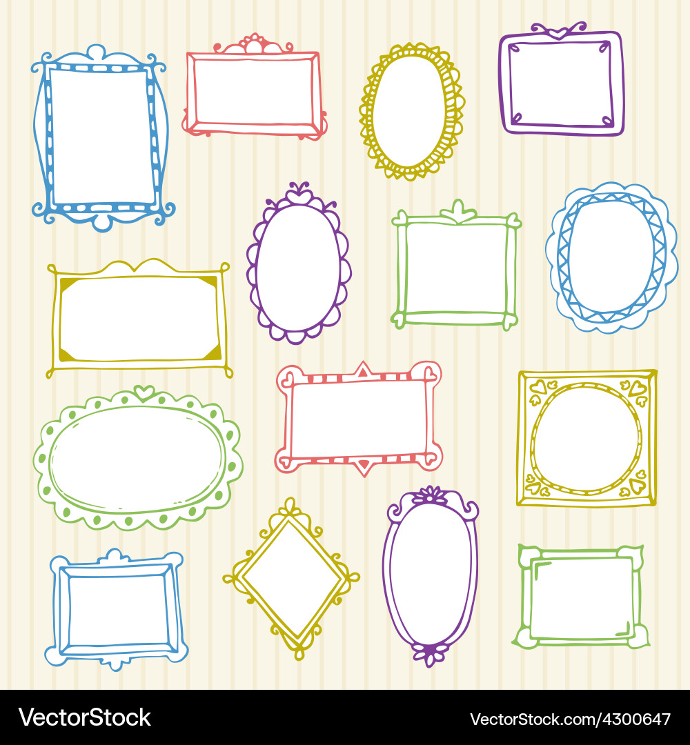 Set of hand drawn frames design Royalty Free Vector Image