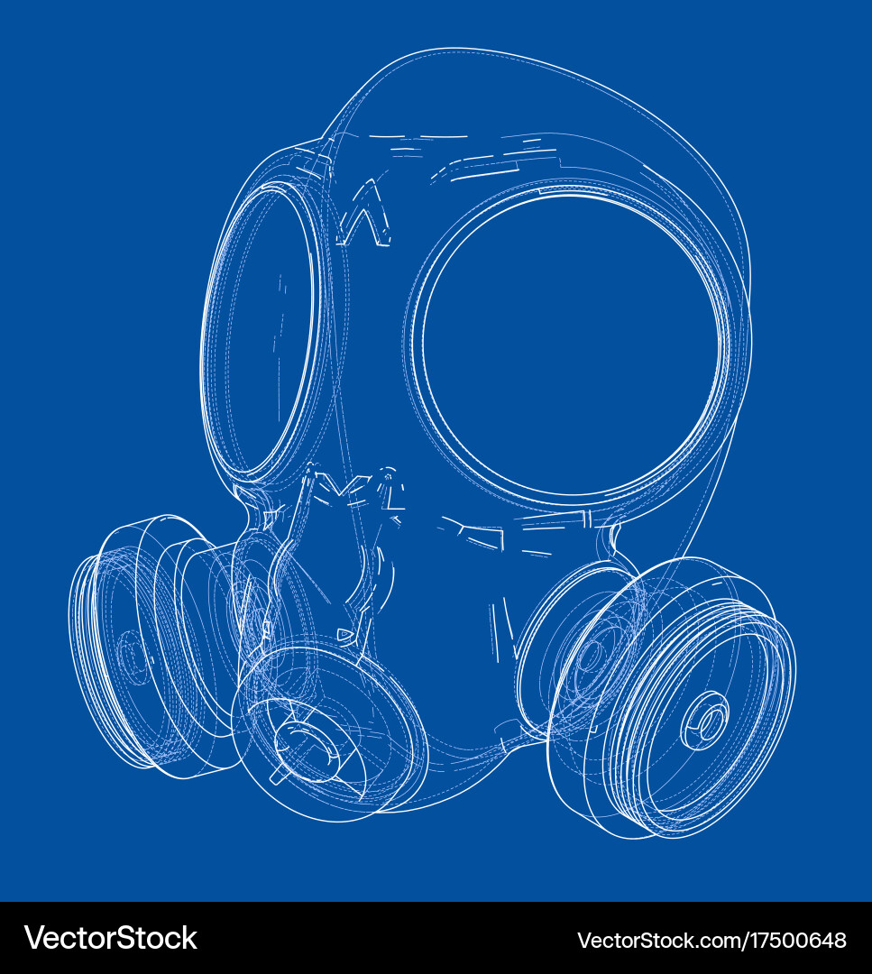 3D Wireframe Gas Mask Royalty Free Vector Image