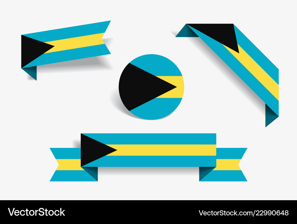 Bahamas flag stickers and labels Royalty Free Vector Image