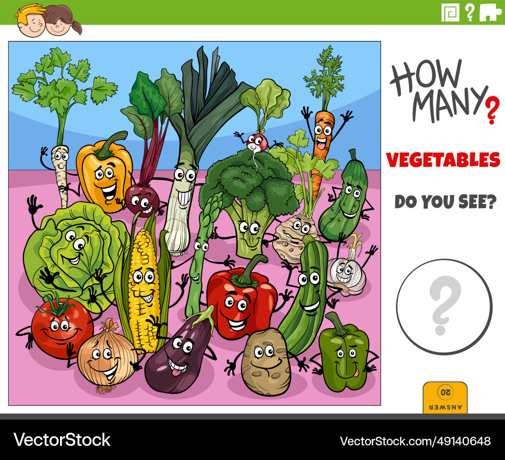 Counting cartoon vegetables characters Royalty Free Vector