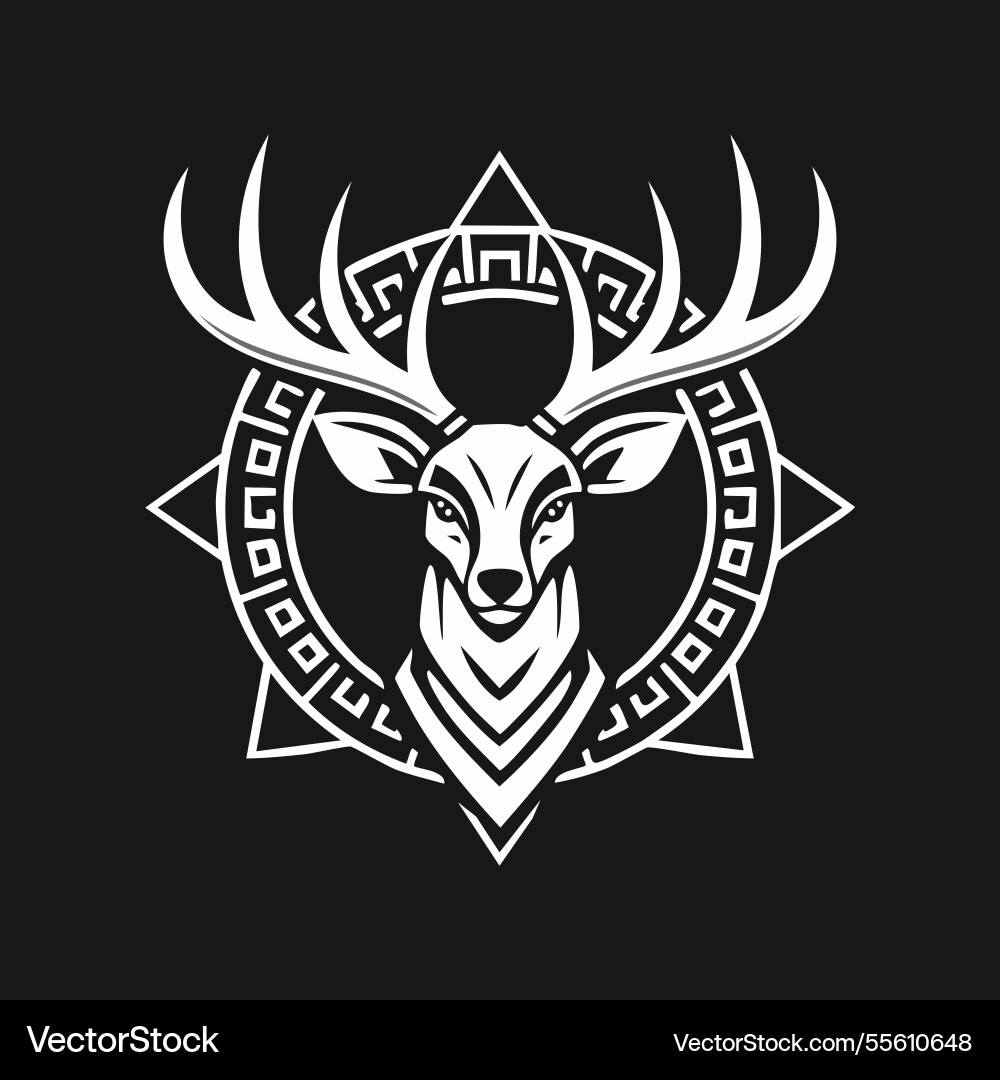 Deer aztec logo concept Royalty Free Vector Image