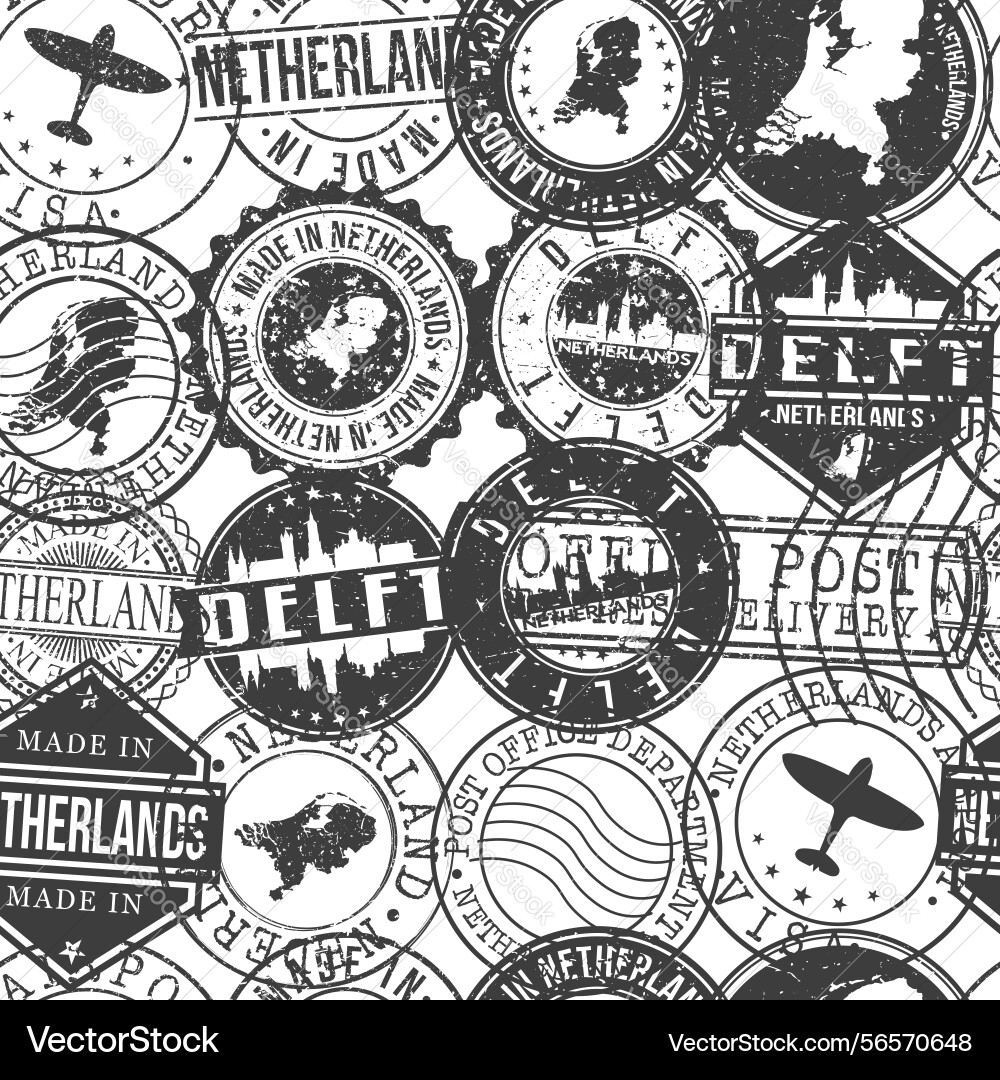 Delft netherlands stamp pattern Royalty Free Vector Image