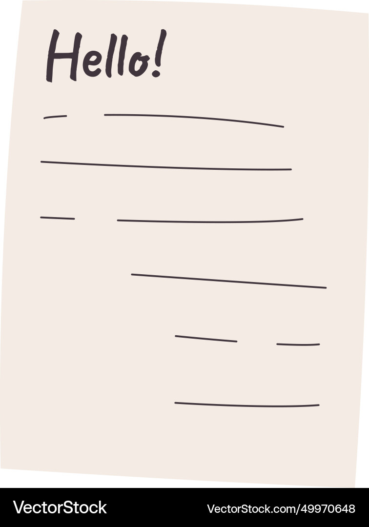 Hello letter sheet Royalty Free Vector Image - VectorStock