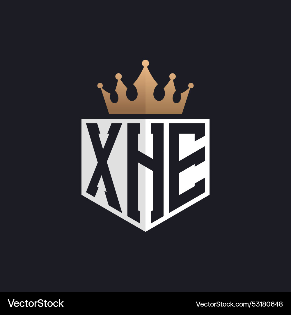 Luxury xhe logo with crown elegant initials xhe Vector Image