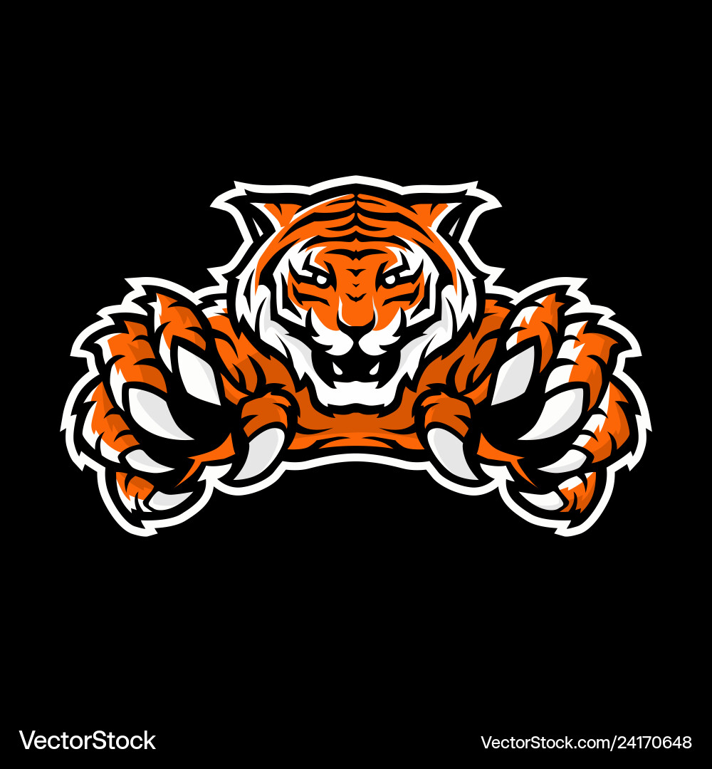 Orange tiger sport gaming logo template Royalty Free Vector
