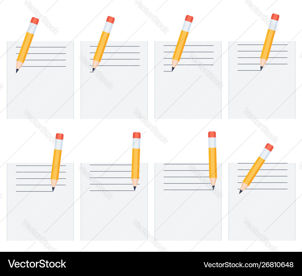 Pencil drawing lines on sheet animation sprite Vector Image