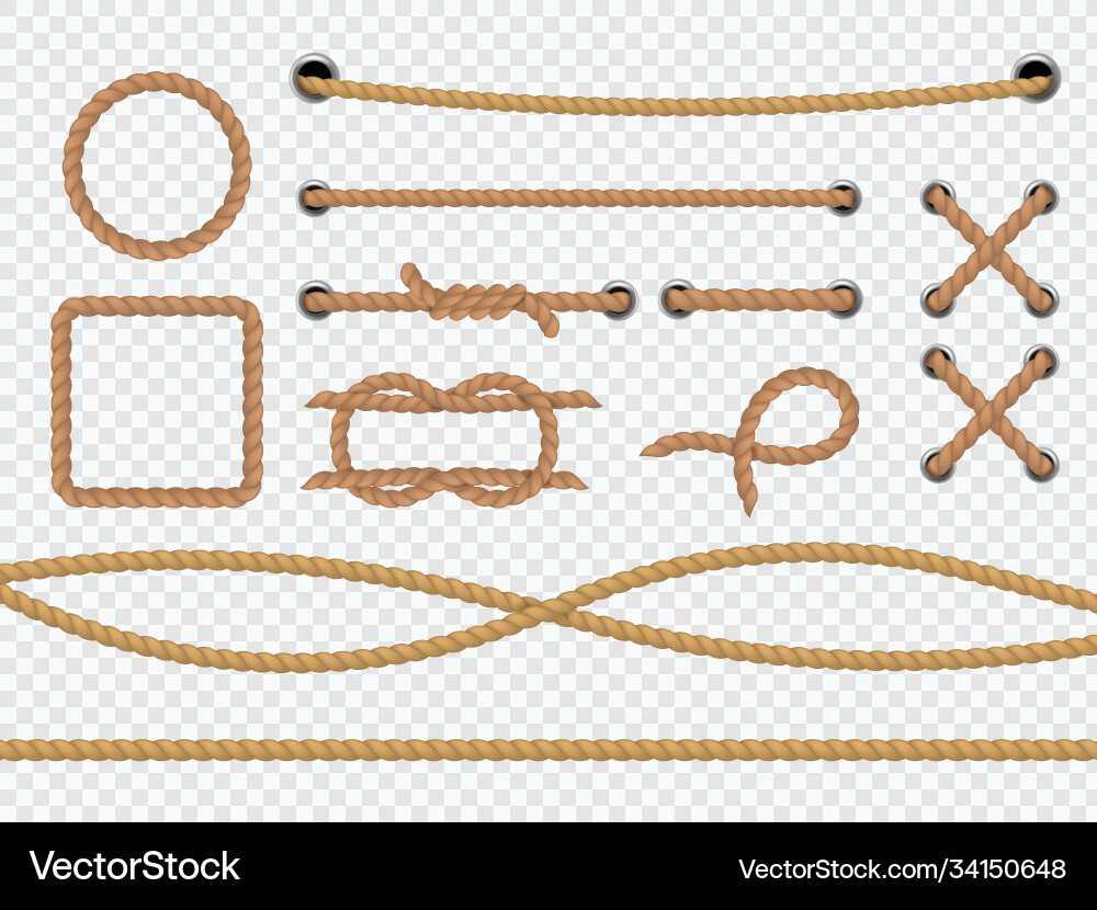 Realistic ropes marine round and square cord Vector Image