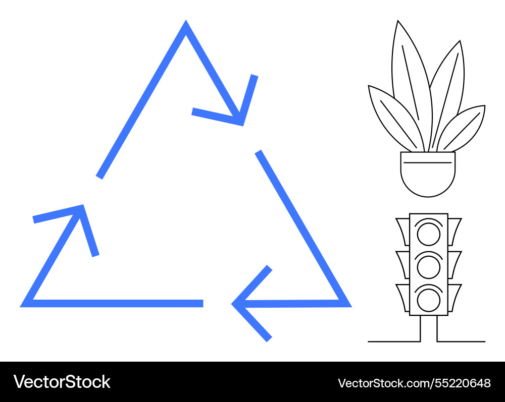 Recycling triangle with potted plant and traffic Vector Image