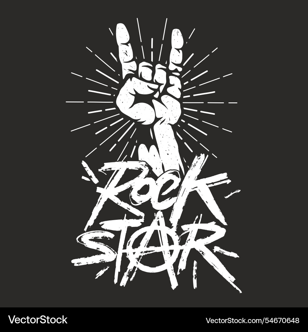 Rock star hand gesture with bold lettering design Vector Image