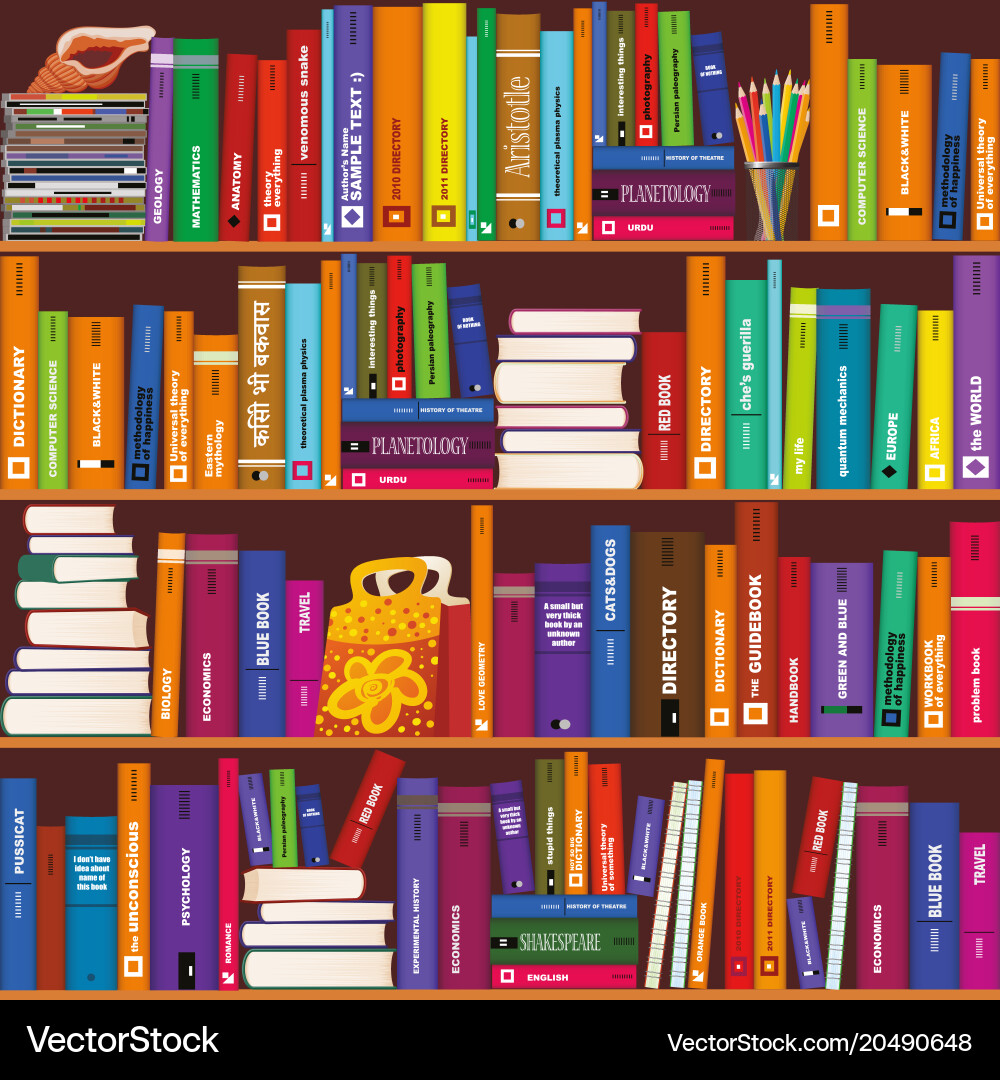 Seamless bookshelve pattern Royalty Free Vector Image