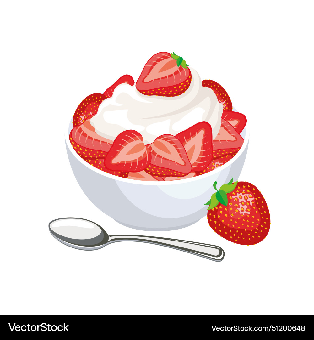 Strawberries and cream icon on a white background Vector Image