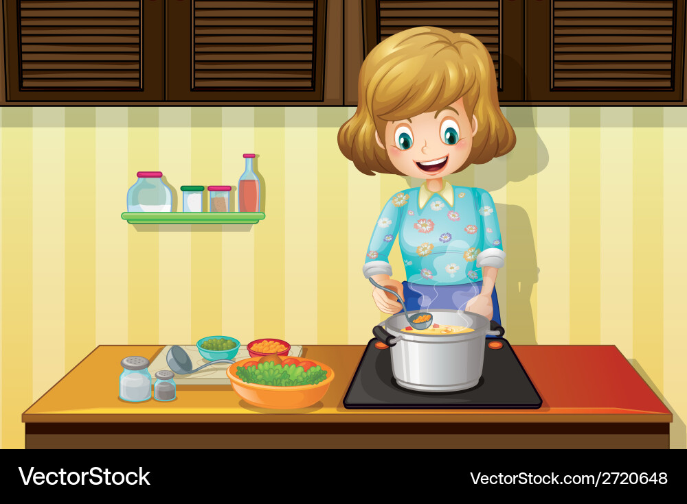 Woman cooking Royalty Free Vector Image - VectorStock