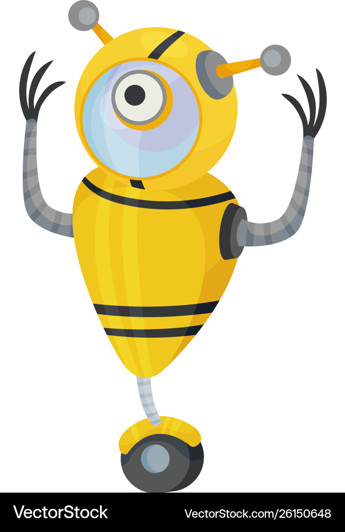Yellow robot on one wheel instead legs Royalty Free Vector