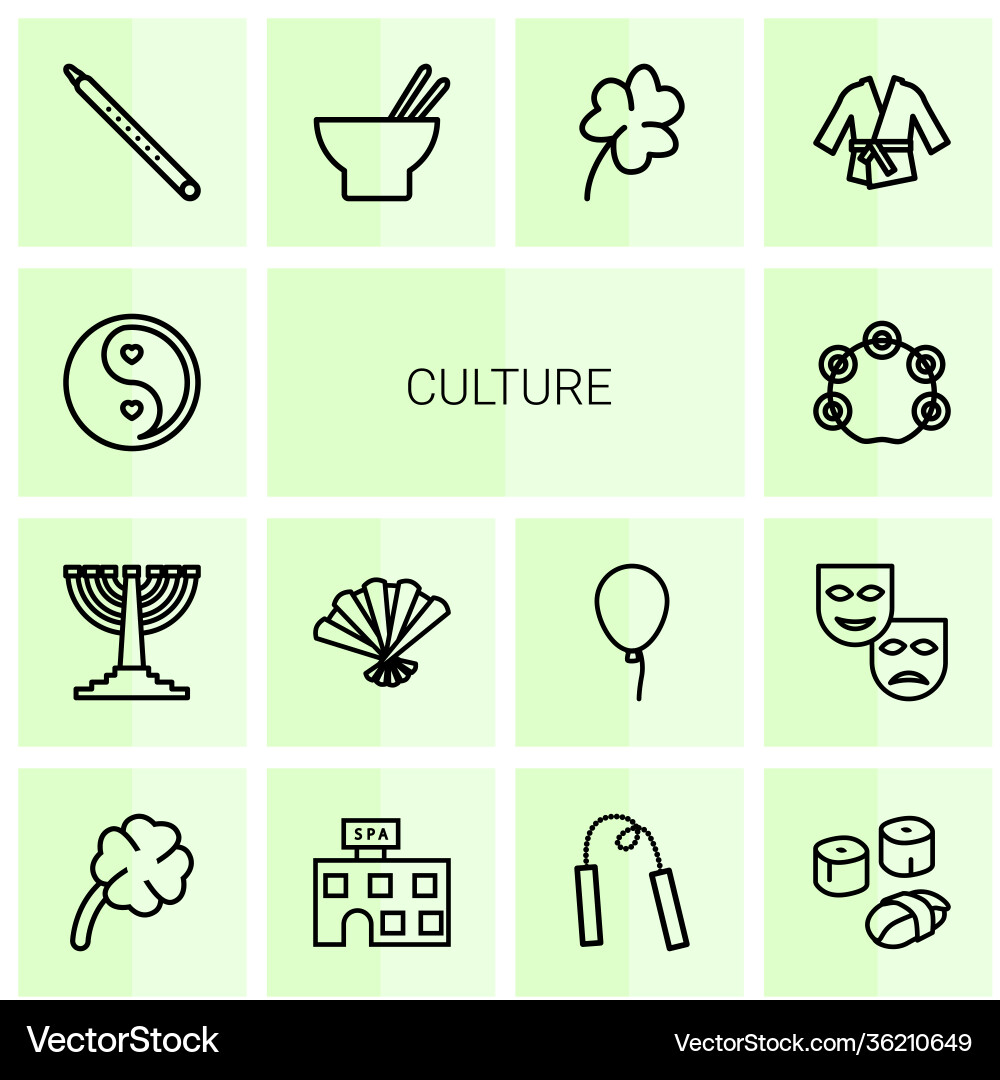 14 culture icons Royalty Free Vector Image - VectorStock