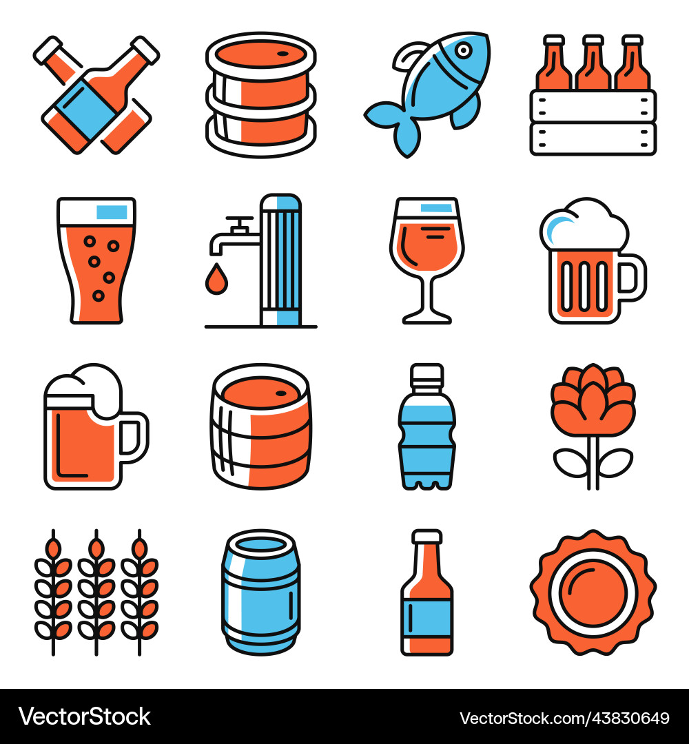 Beer icons set on white background Royalty Free Vector Image
