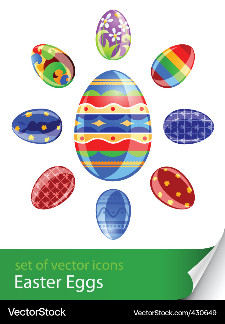 Colorful Easter Egg Set Royalty Free Vector Image