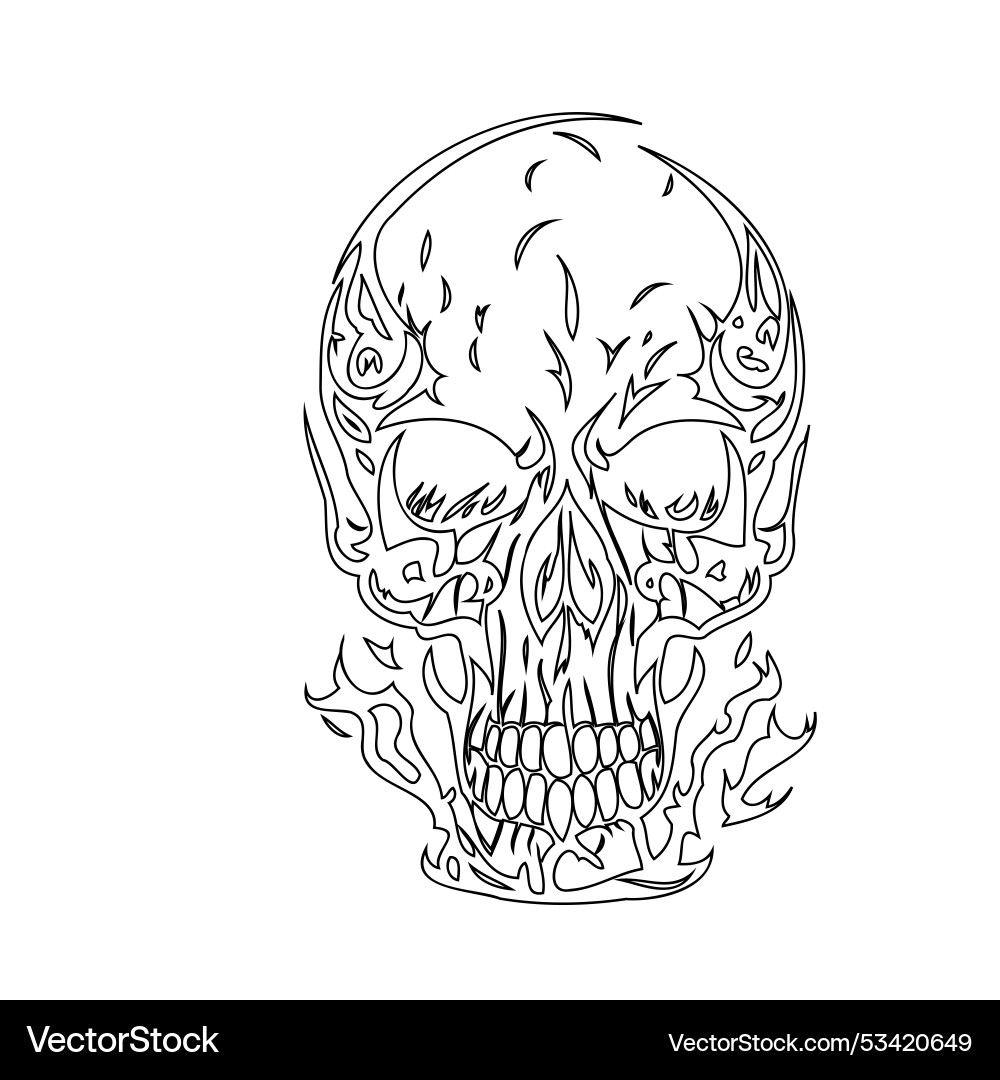 Cursed skull halloween sketch outline Royalty Free Vector