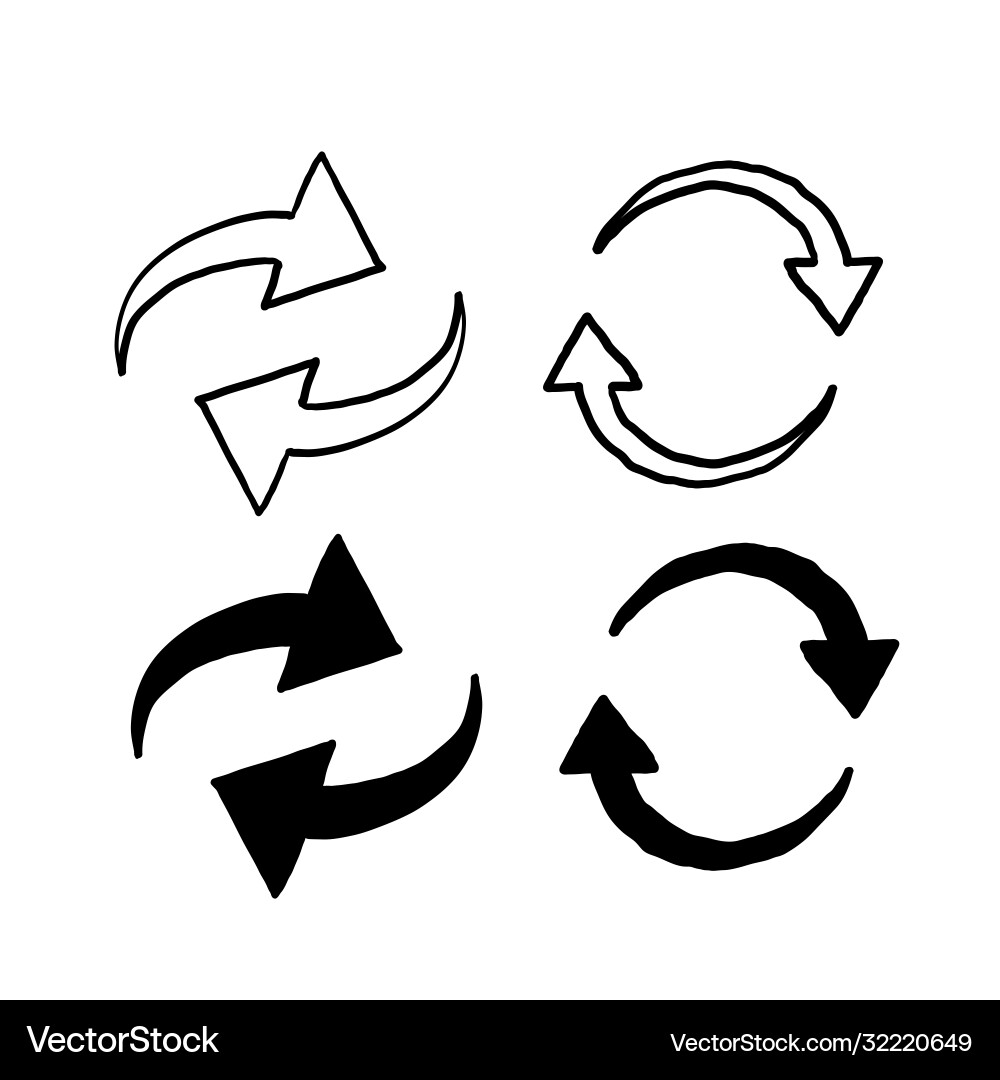 Double reverse circular swap arrow icon doodle Vector Image