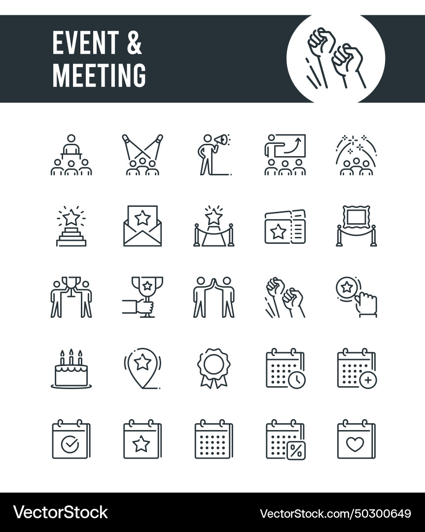 Event and meeting outline icons Royalty Free Vector Image